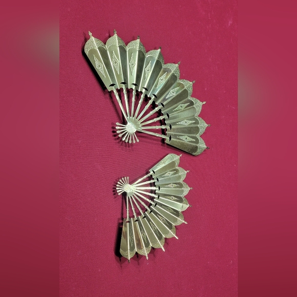 boho | Art | Vintage Home Interiors Gold Tone Fan 2 Piece Set Wall ...